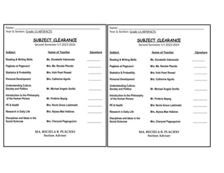 Clearance example, clearance example, sample clearance | DOCX