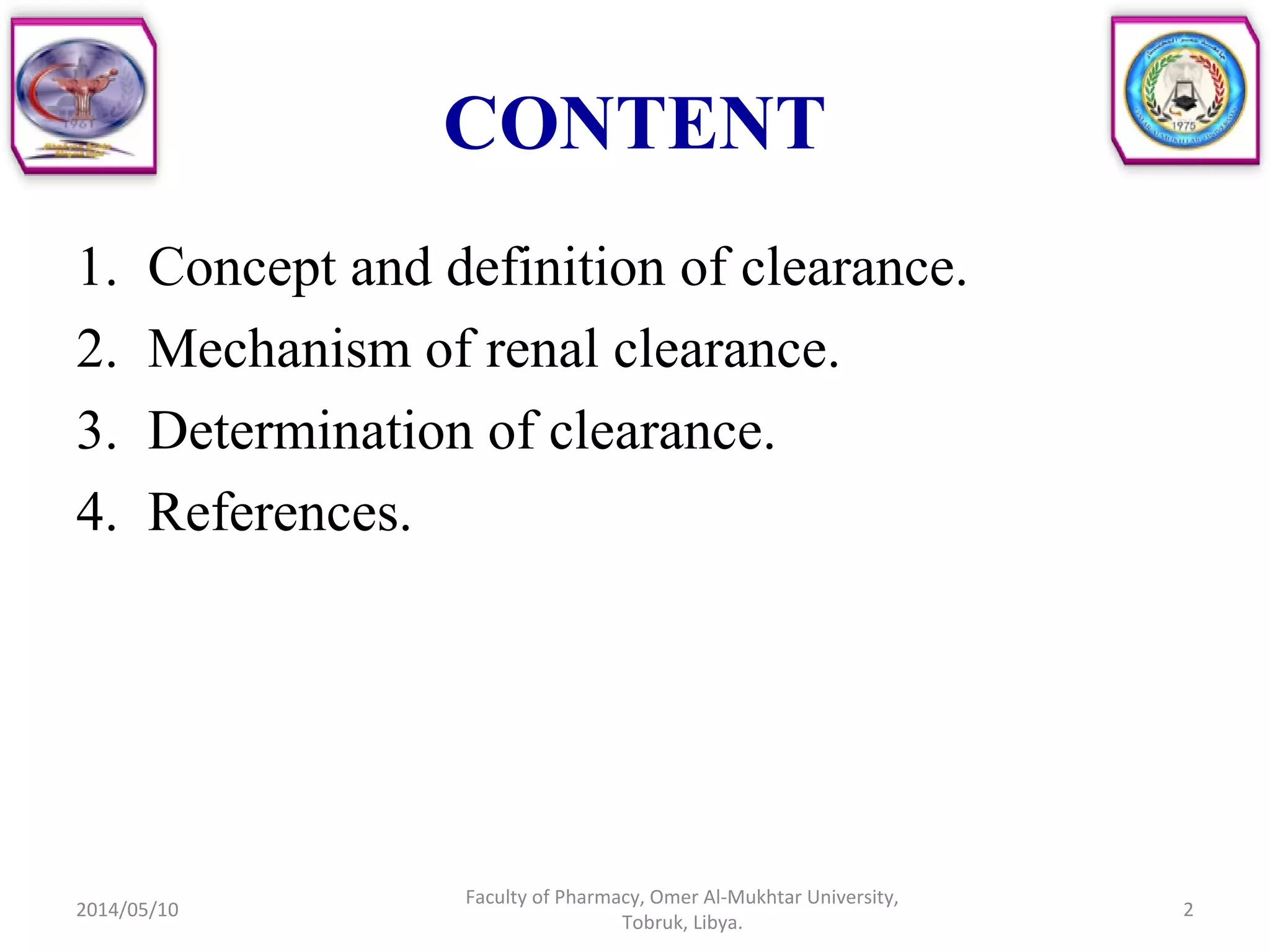 Clearance and renal excretion | PPT
