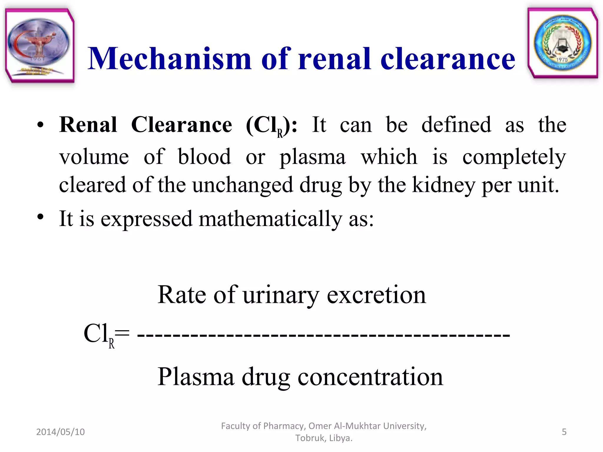 Clearance and renal excretion | PPT