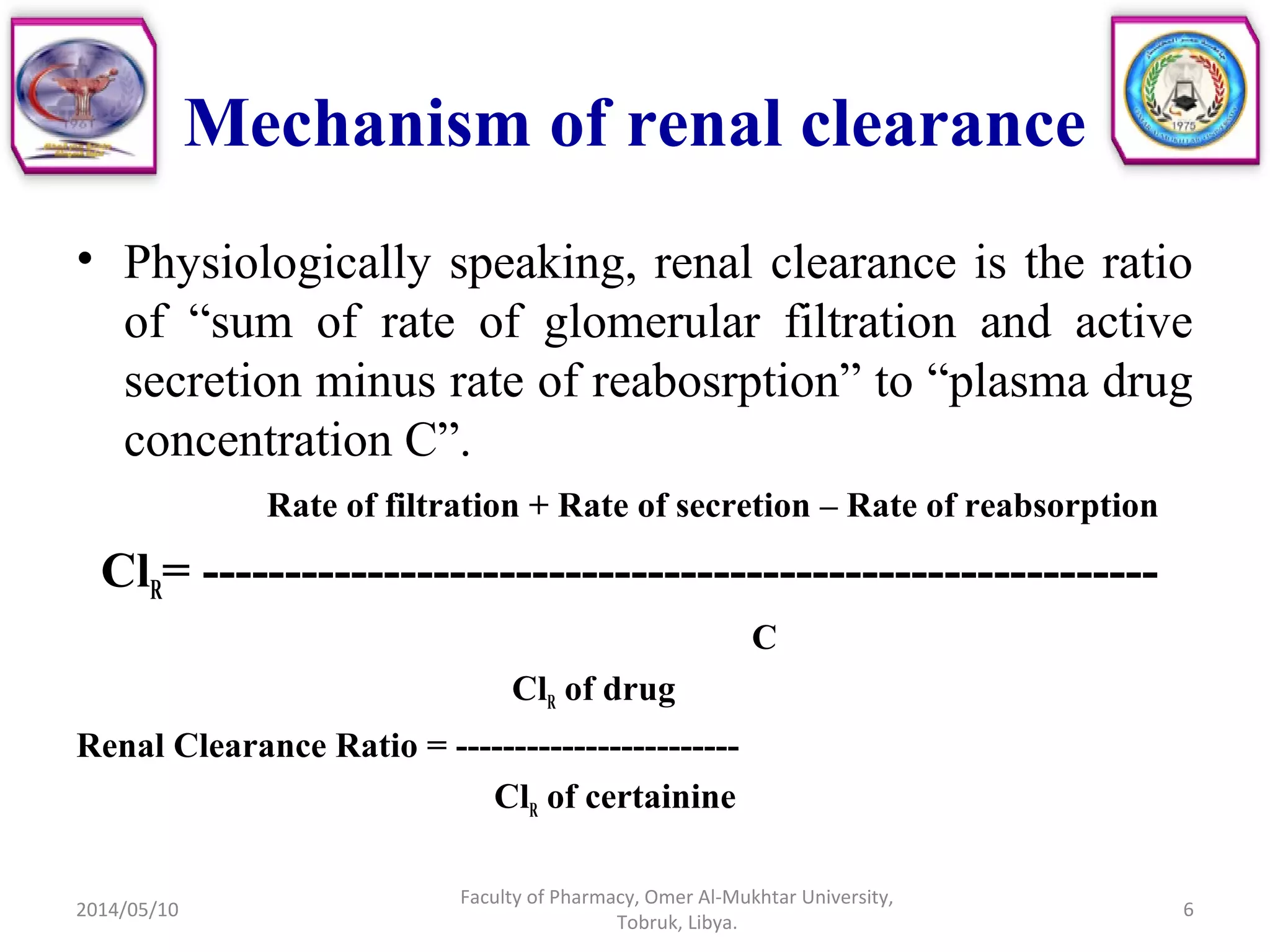 Clearance and renal excretion | PPT