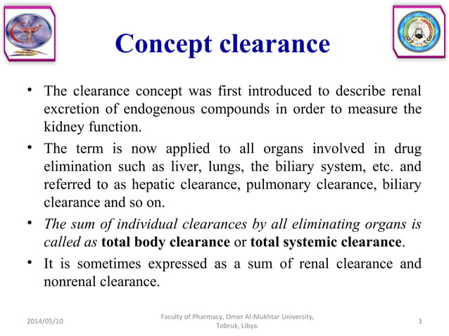 Clearance and renal excretion | PPT