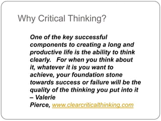 Clear and Critical Thinking | PPT | Free Download