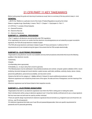 Clear cut line by line interpretation on 21 cfr part 11 | PPTX