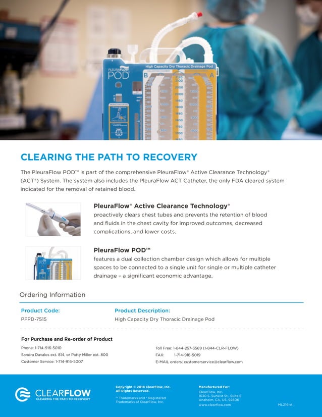 PleuraFlow POD High Capacity Dry Thoracic Drainage Pod | PDF
