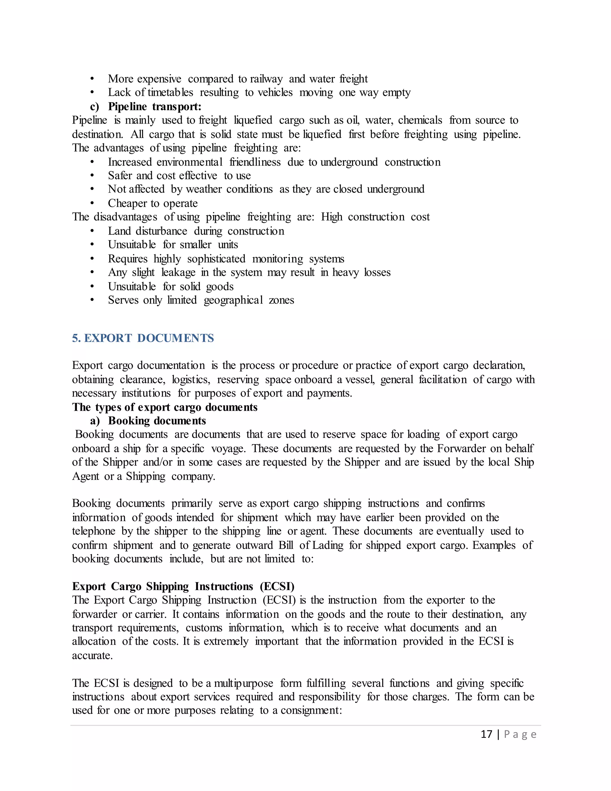 Clearing and forwarding notes | DOCX