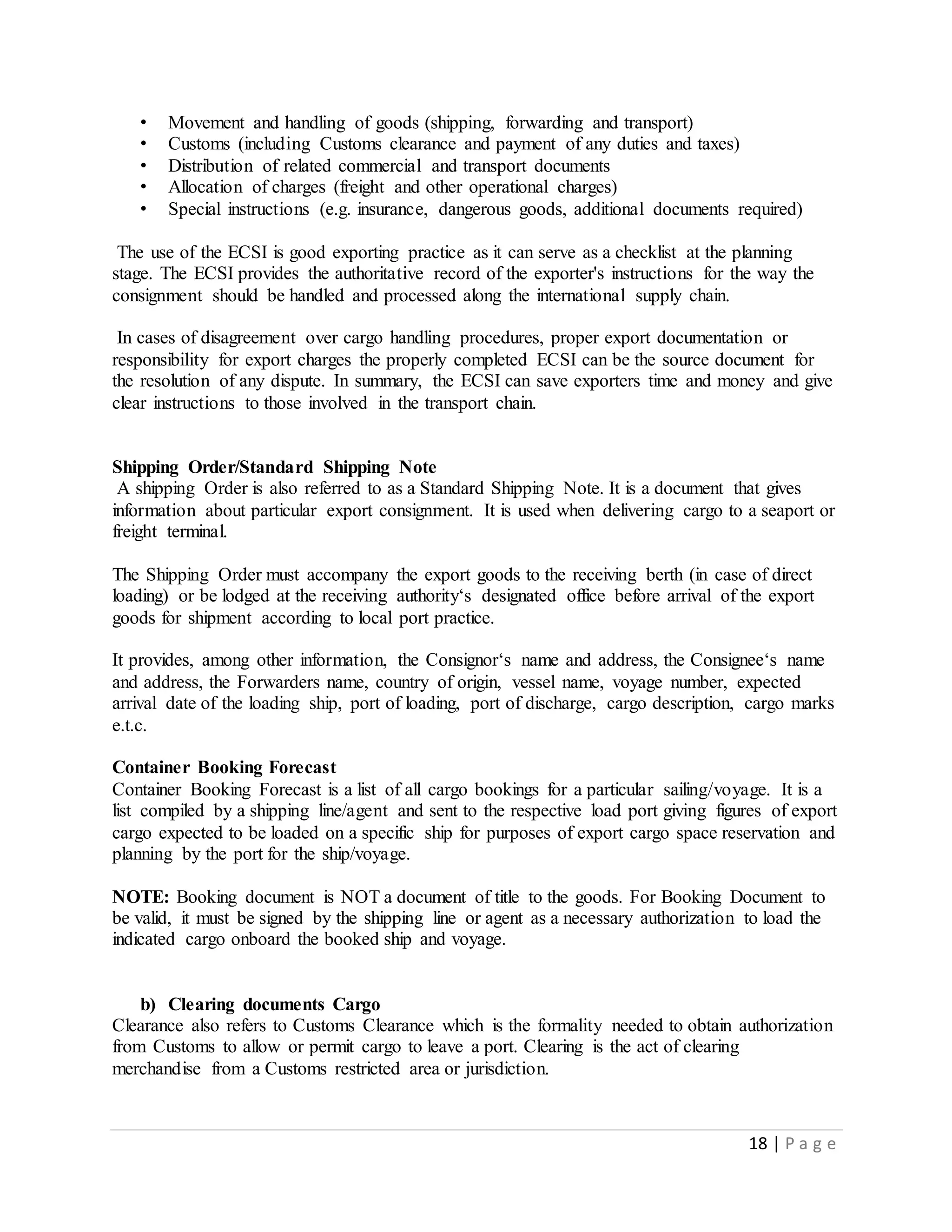 Clearing and forwarding notes | DOCX