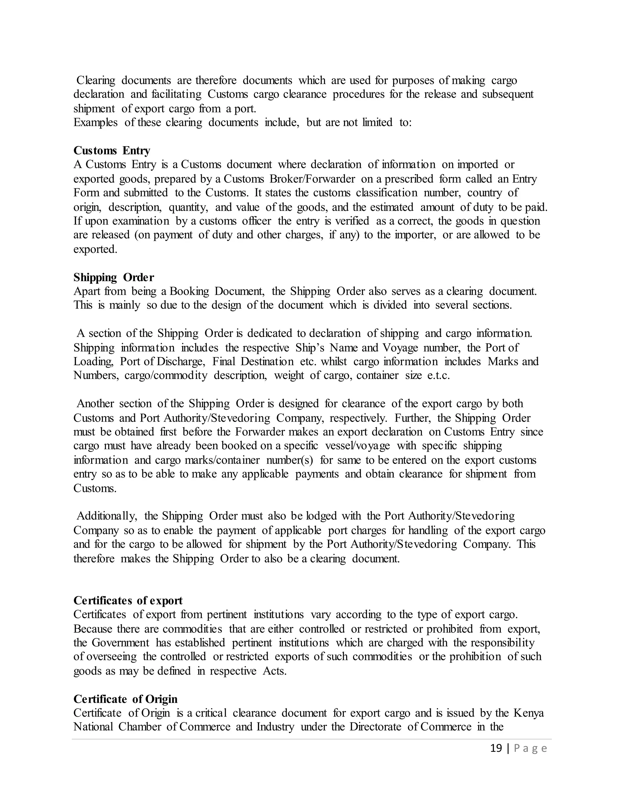 Clearing and forwarding notes | DOCX