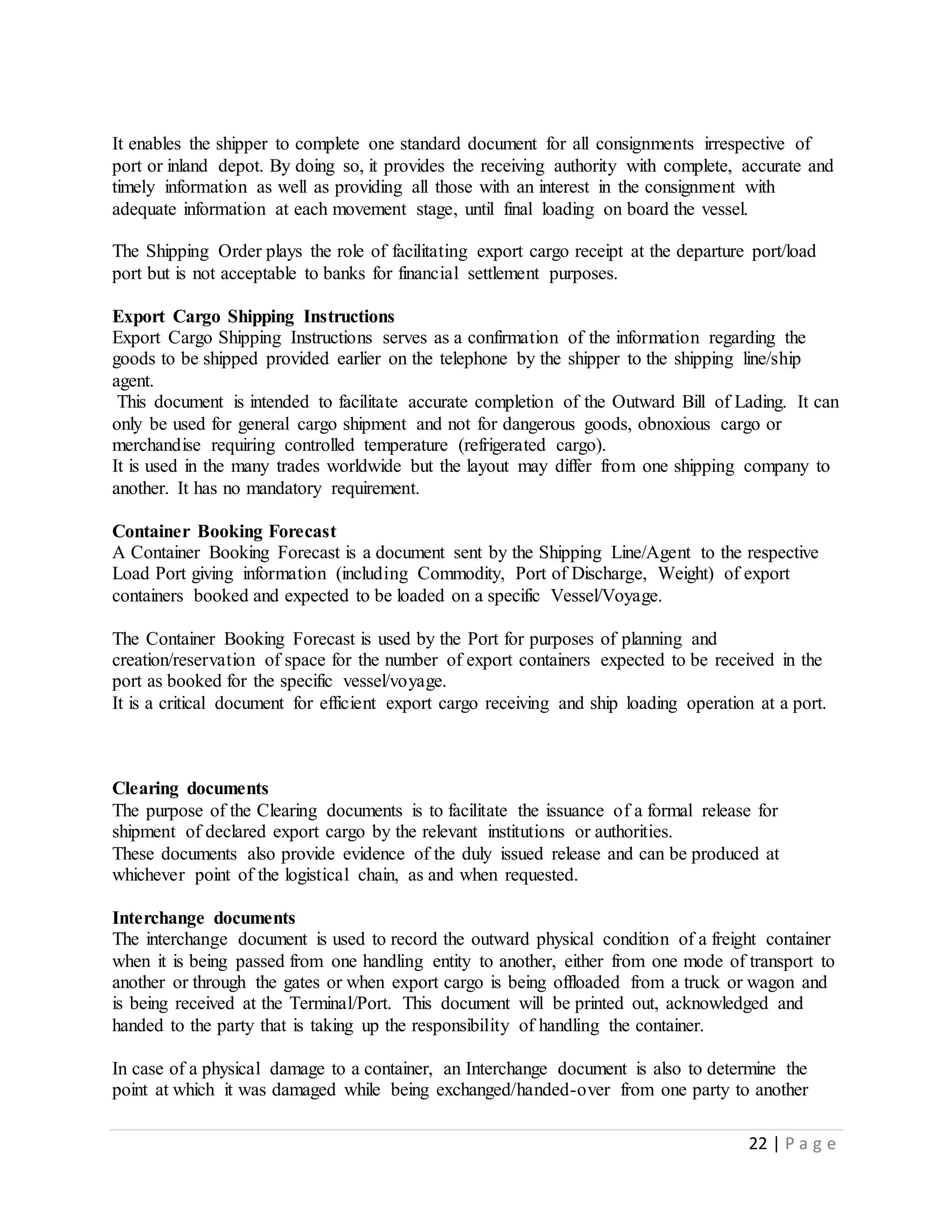 Clearing and forwarding notes | DOCX