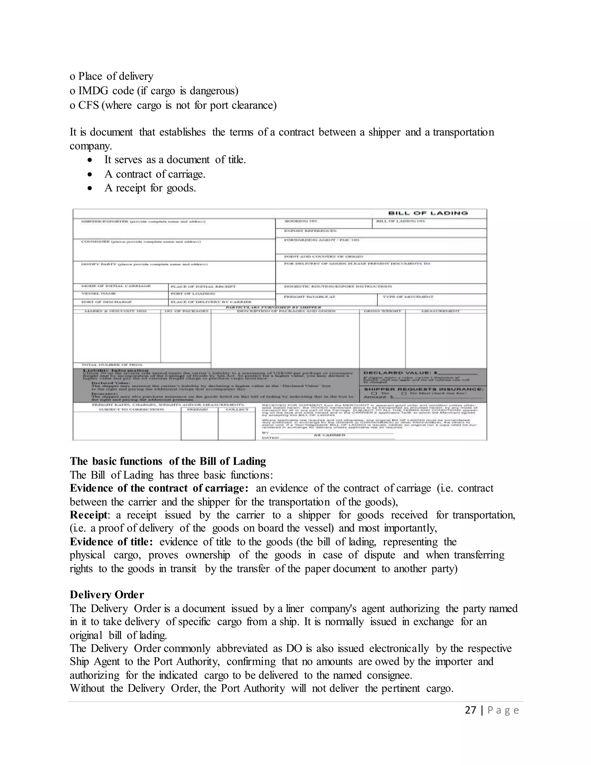 Clearing and forwarding notes | DOCX