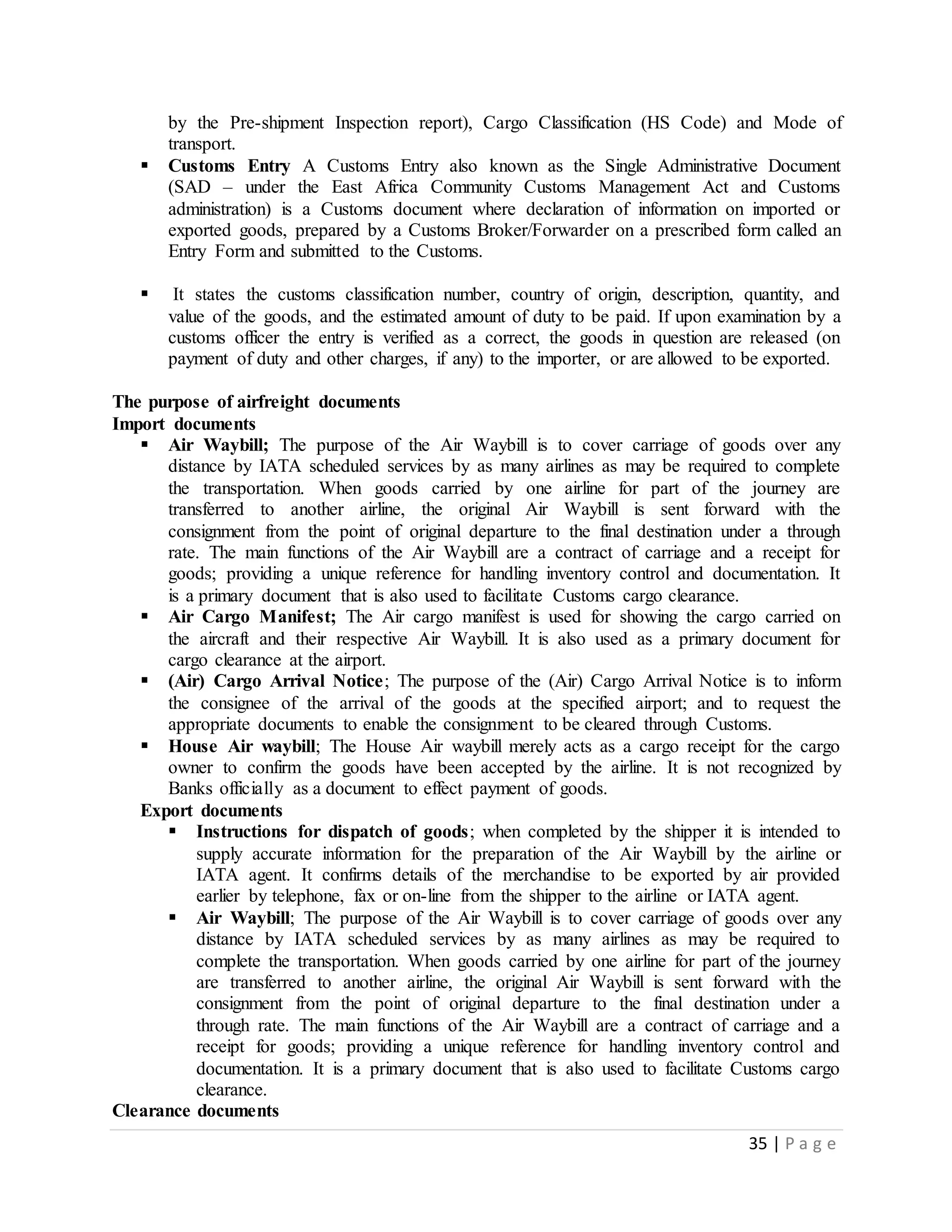 Clearing and forwarding notes | DOCX