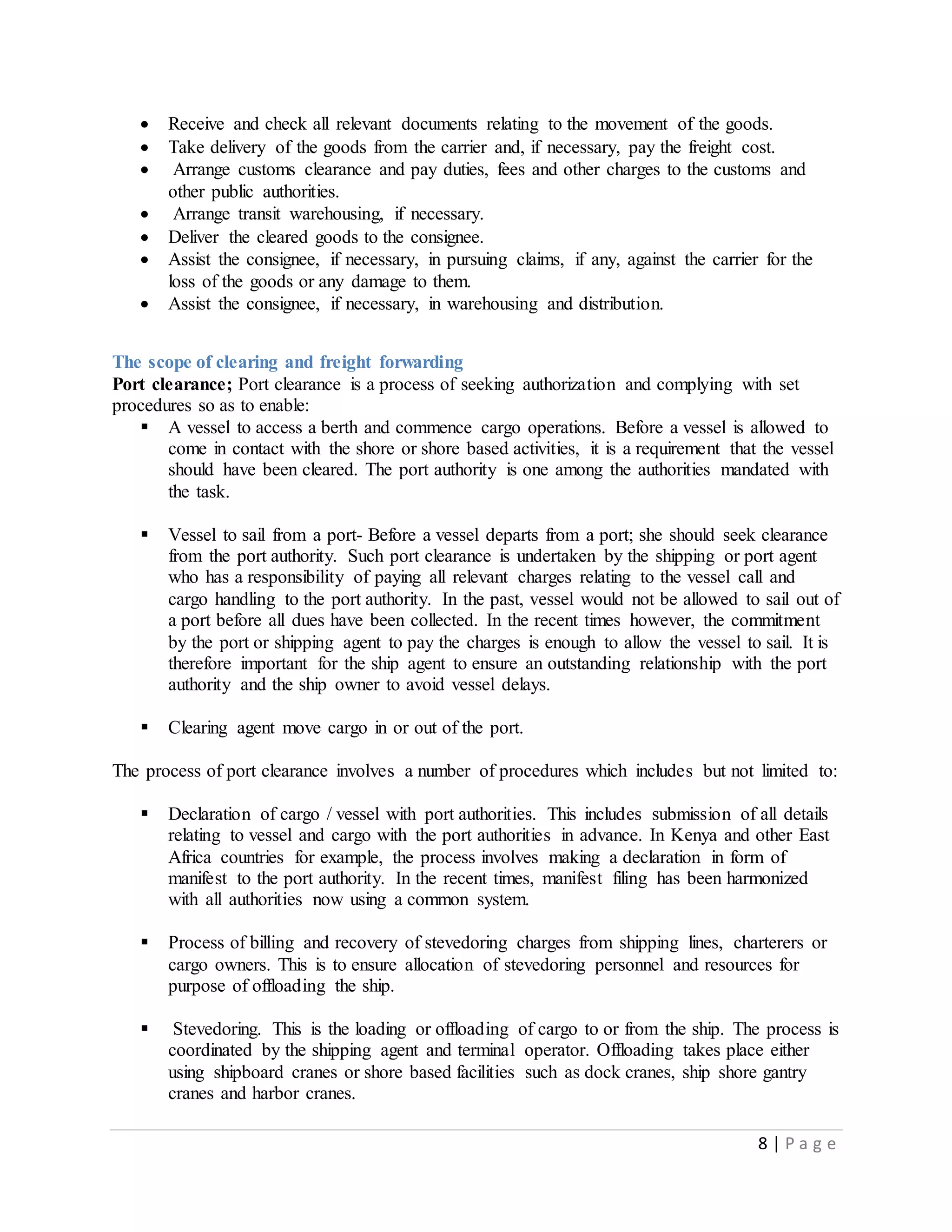 Clearing and forwarding notes | DOCX