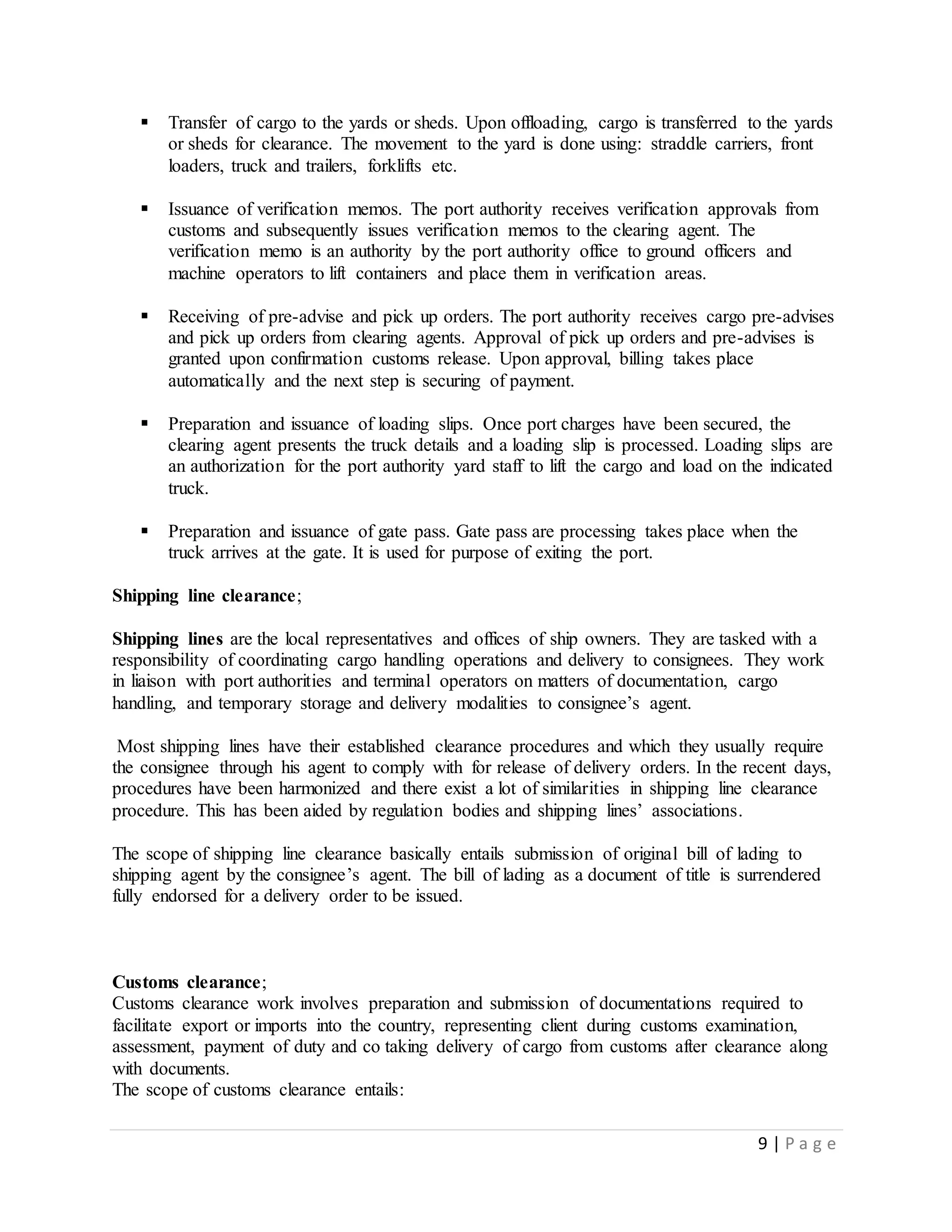 Clearing and forwarding notes | DOCX