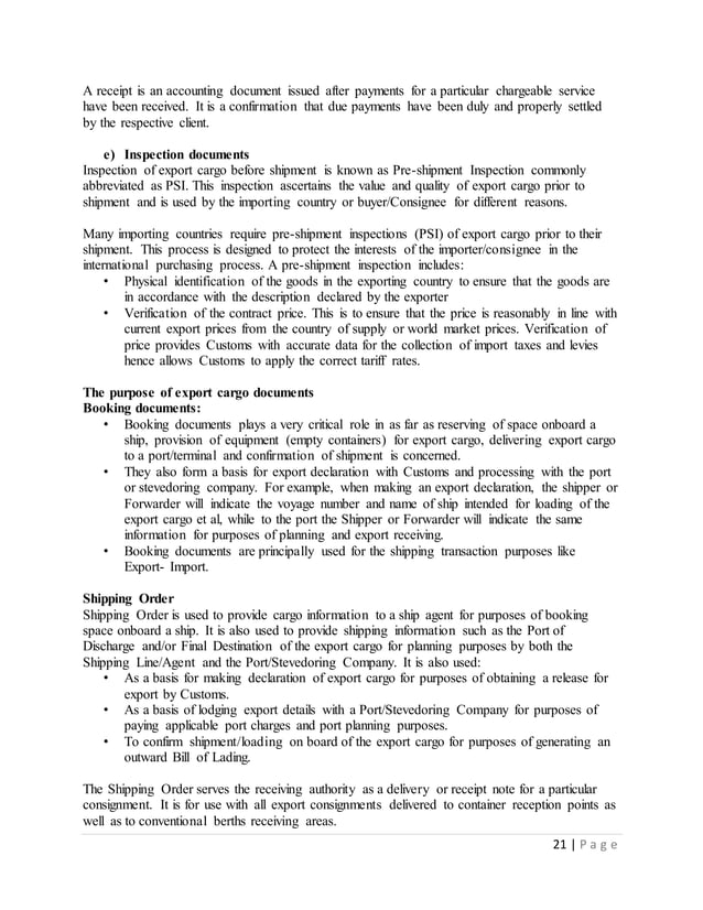 Clearing and forwarding notes | DOCX