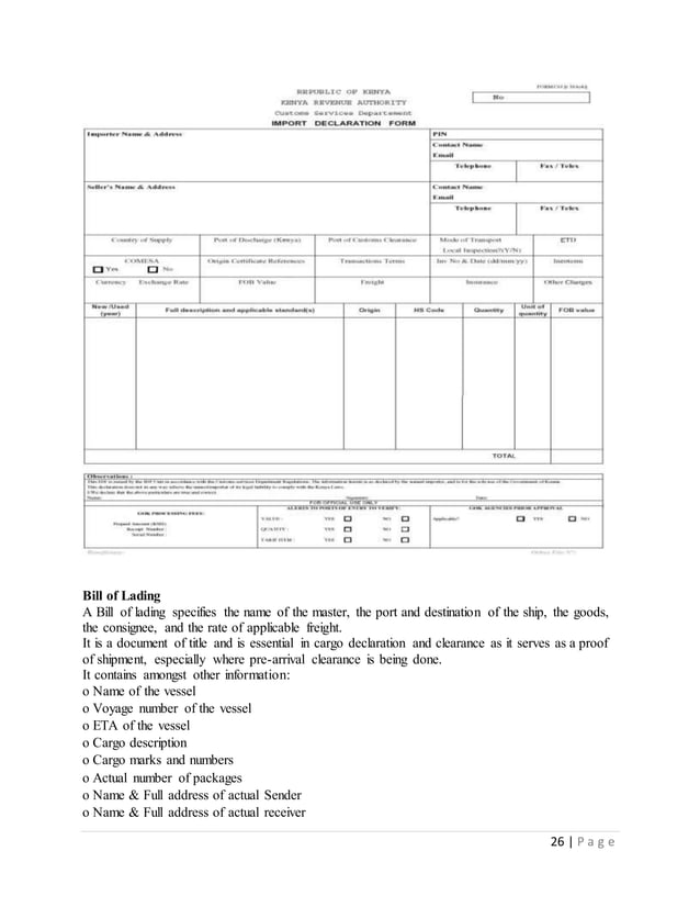 Clearing and forwarding notes | DOCX