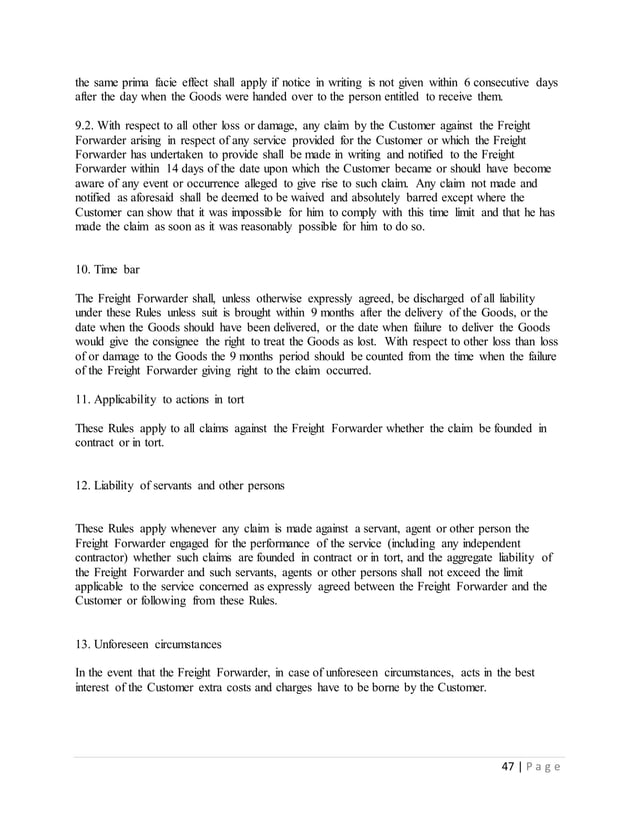 Clearing and forwarding notes | DOCX