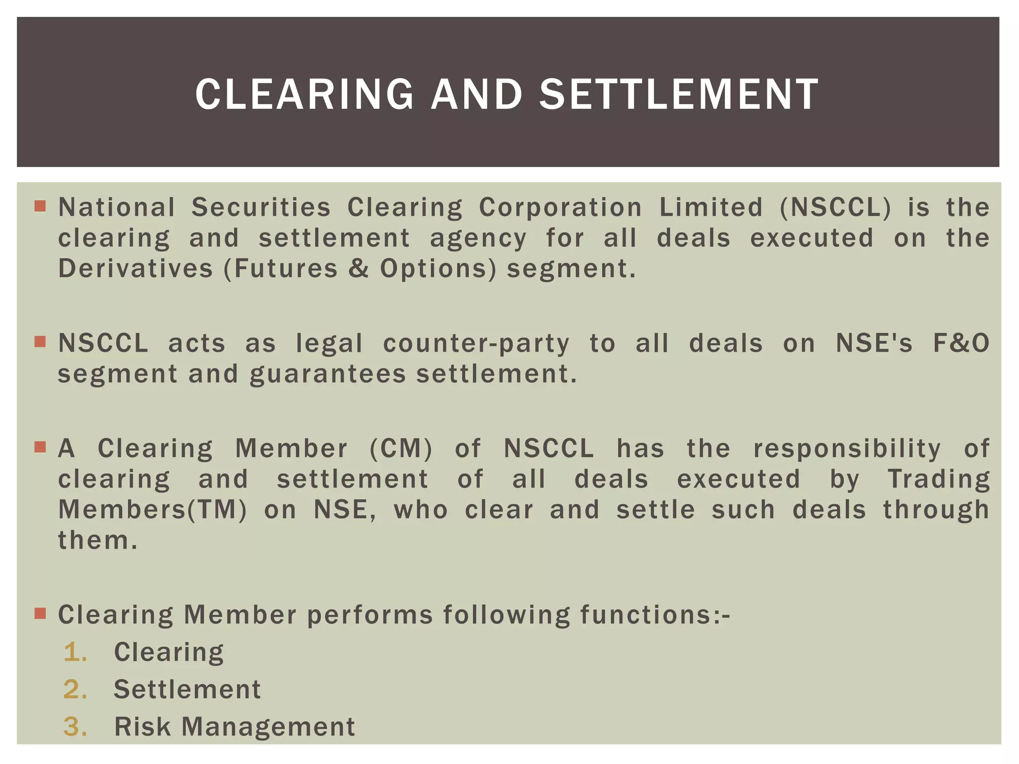 Clearing and settlement derivatives | PPTX