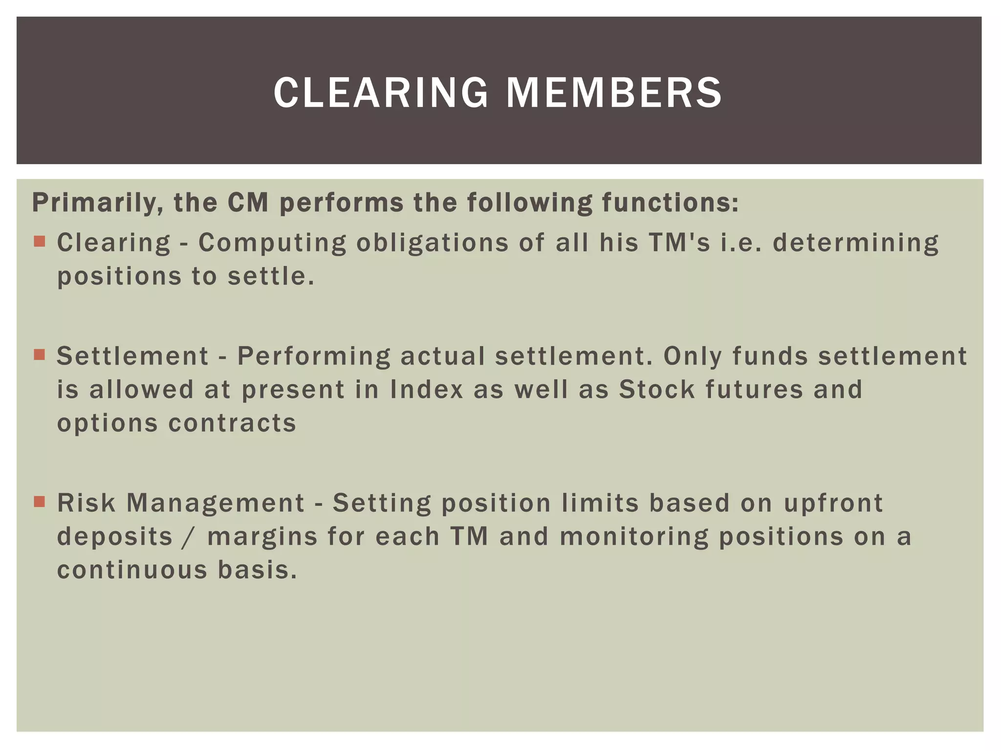 Clearing and settlement derivatives | PPTX