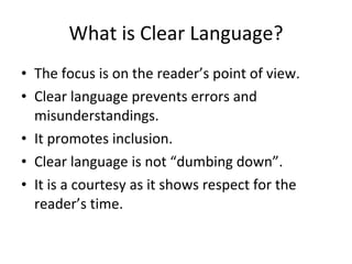 Clear language putting readers first | PPT