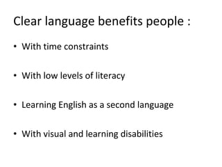 Clear language putting readers first | PPT