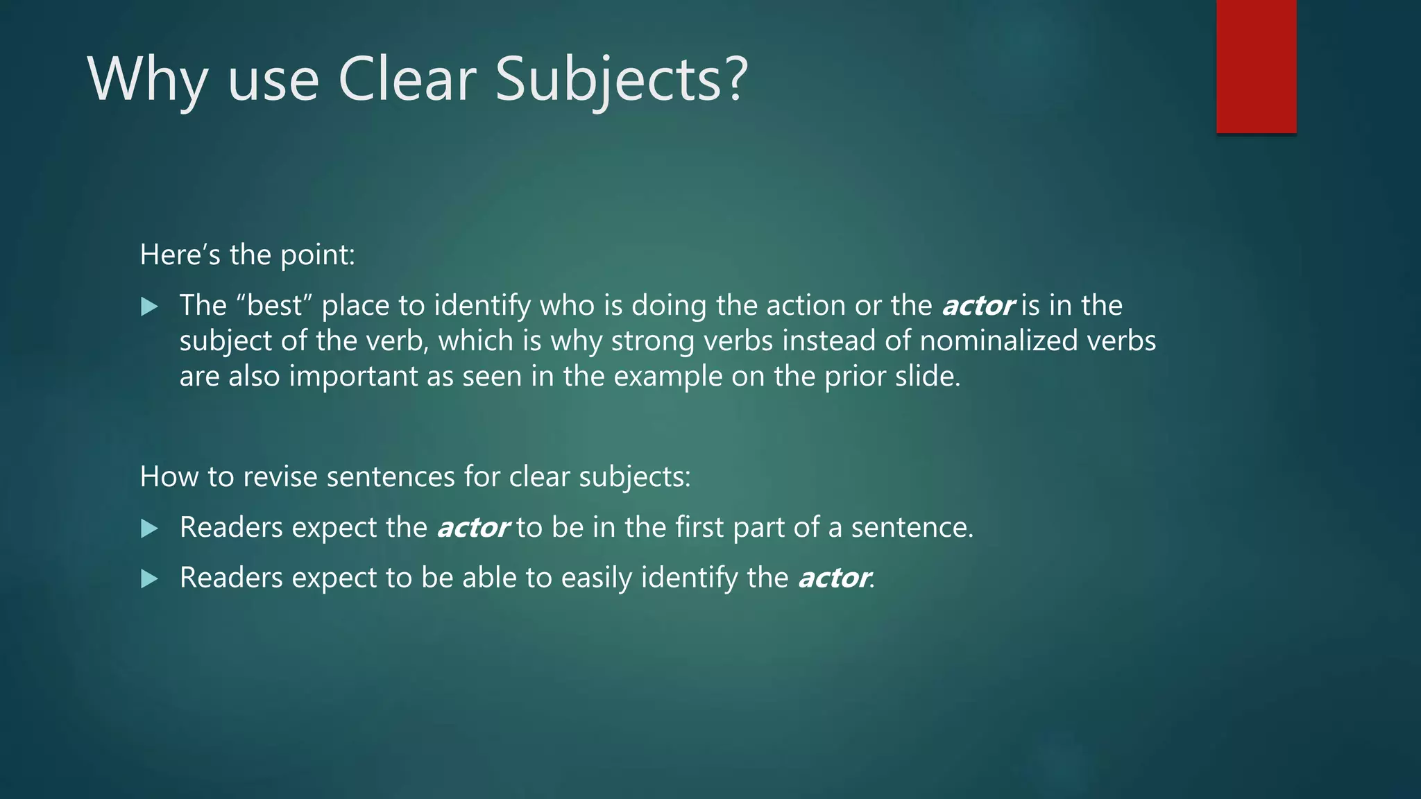 Clear subjects and passives | PPT