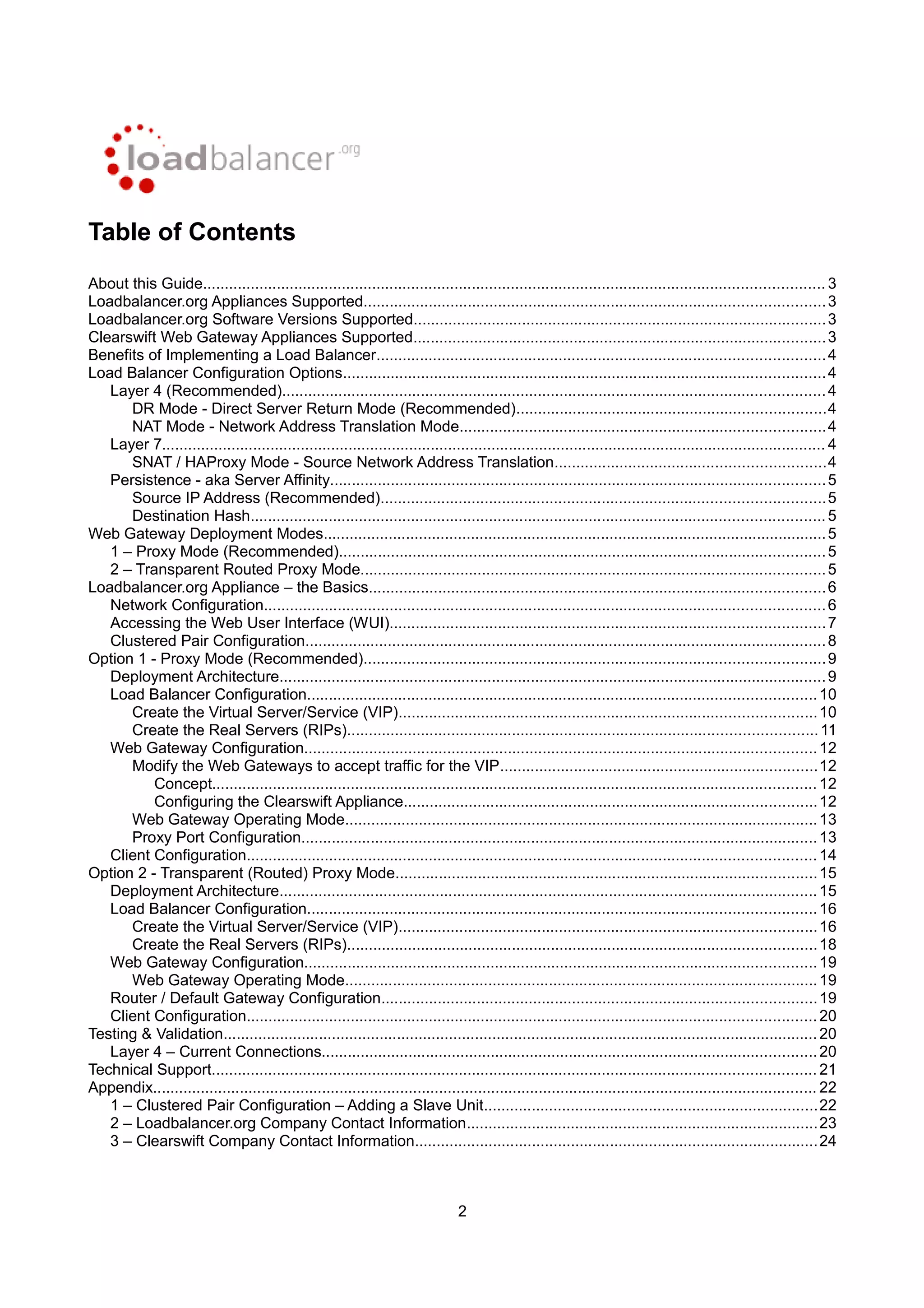 Clearswift-Secure-Web-Gateway-Webfilter Load Balancer Handbuch | PDF