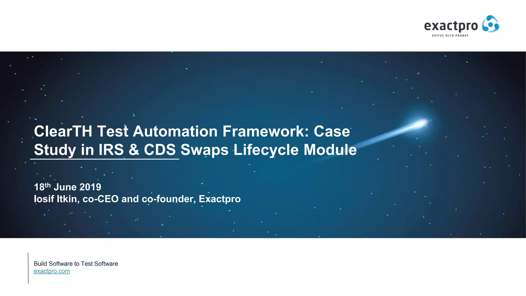 ClearTH Test Automation Framework: Case Study in IRS & CDS Swaps ...