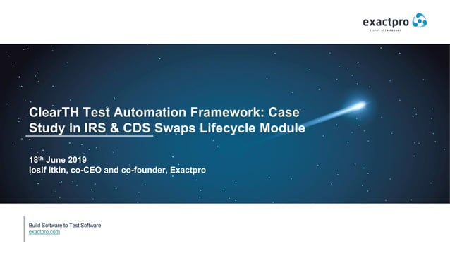ClearTH Test Automation Framework: Case Study in IRS & CDS Swaps ...