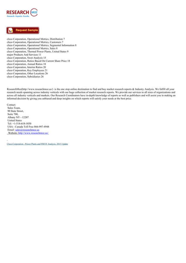 Cleco corporation power plants and swot analysis, 2015 update | PDF ...