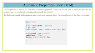 Access Modifiers in C# ,Inheritance and Encapsulation | PPT