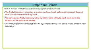 Exception Handling in C# | PPTX