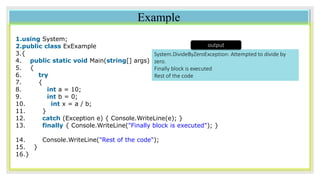 Exception Handling in C# | PPTX