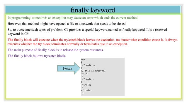 Exception Handling in C# | PPTX
