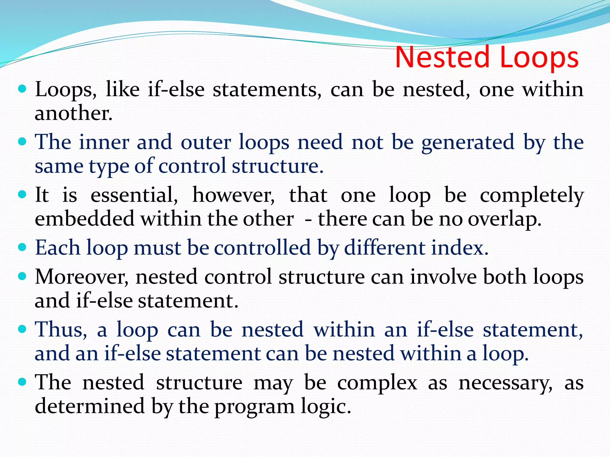 C Lecture 4 Nested Loops And Jumping Statements Slideshare Ppt 7262