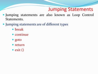 C lecture 4 nested loops and jumping statements slideshare | PPT
