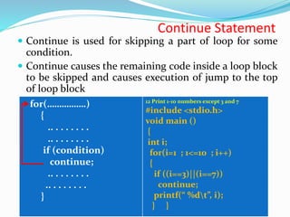 C lecture 4 nested loops and jumping statements slideshare | PPSX