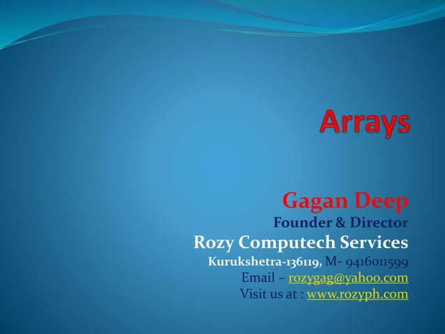 C Programming : Arrays | PPSX | Programming Languages | Computing