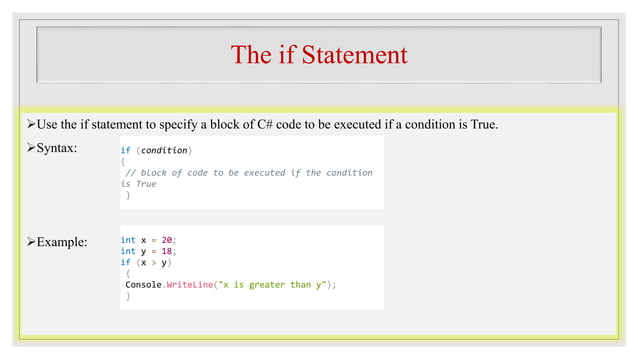 Conditions In C# C-Sharp | PPT