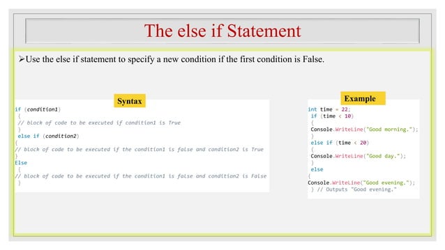 Conditions In C# C-Sharp | PPT