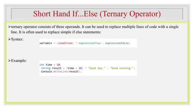 Conditions In C# C-Sharp | PPT