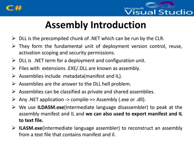 Dot net assembly | PPTX