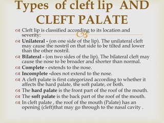 Cleft lip and palate | PPTX