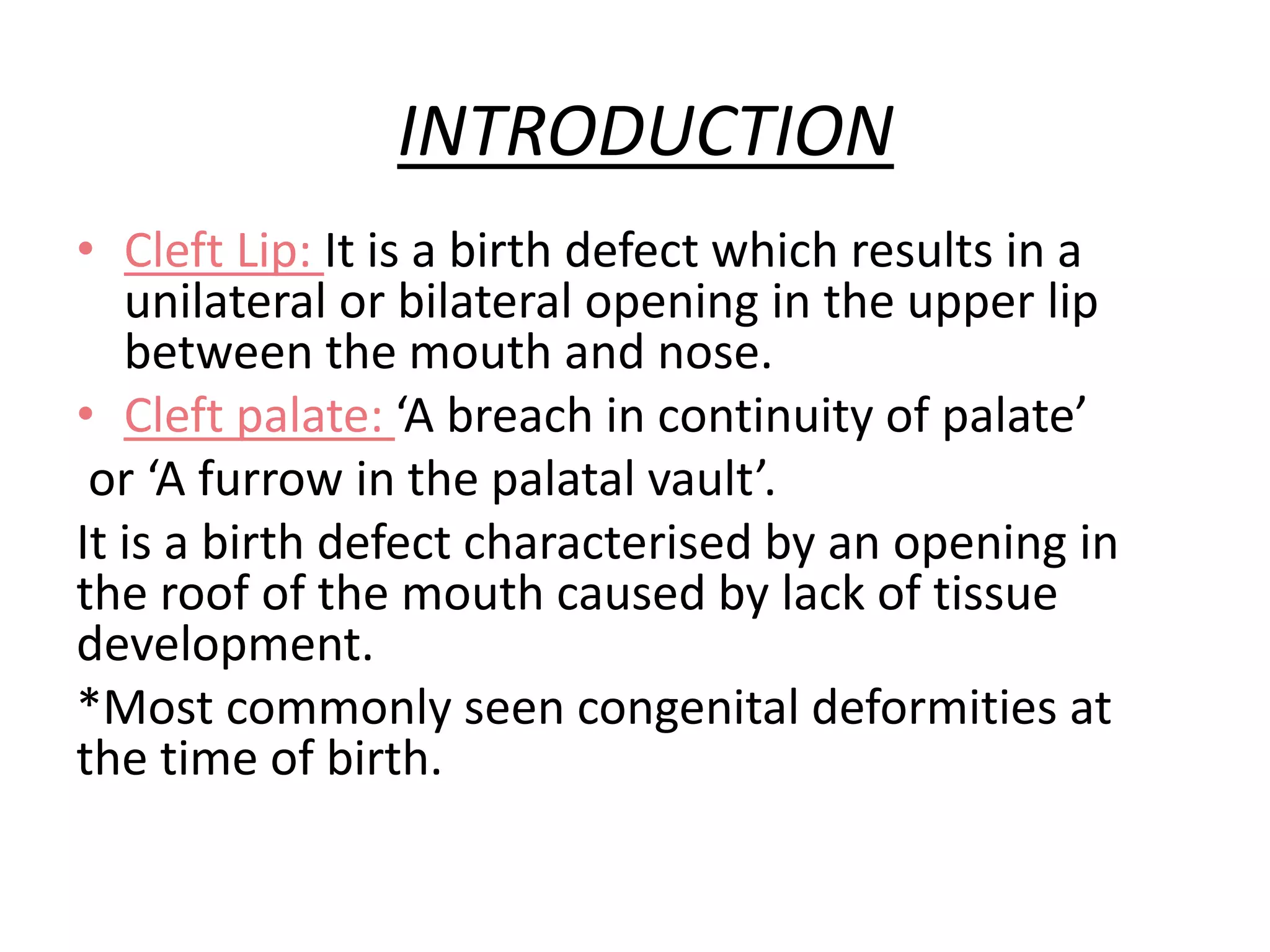 Introduction Of Cleft Lip And Palate