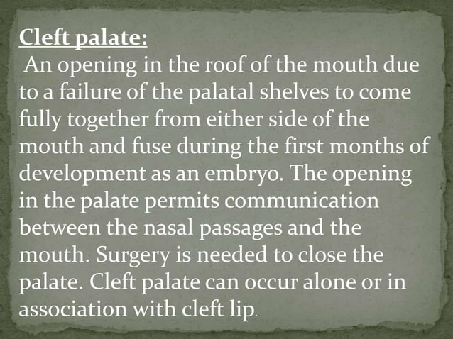 Cleft palate dental oral pathology | PPTX | Dental Health | Diseases ...
