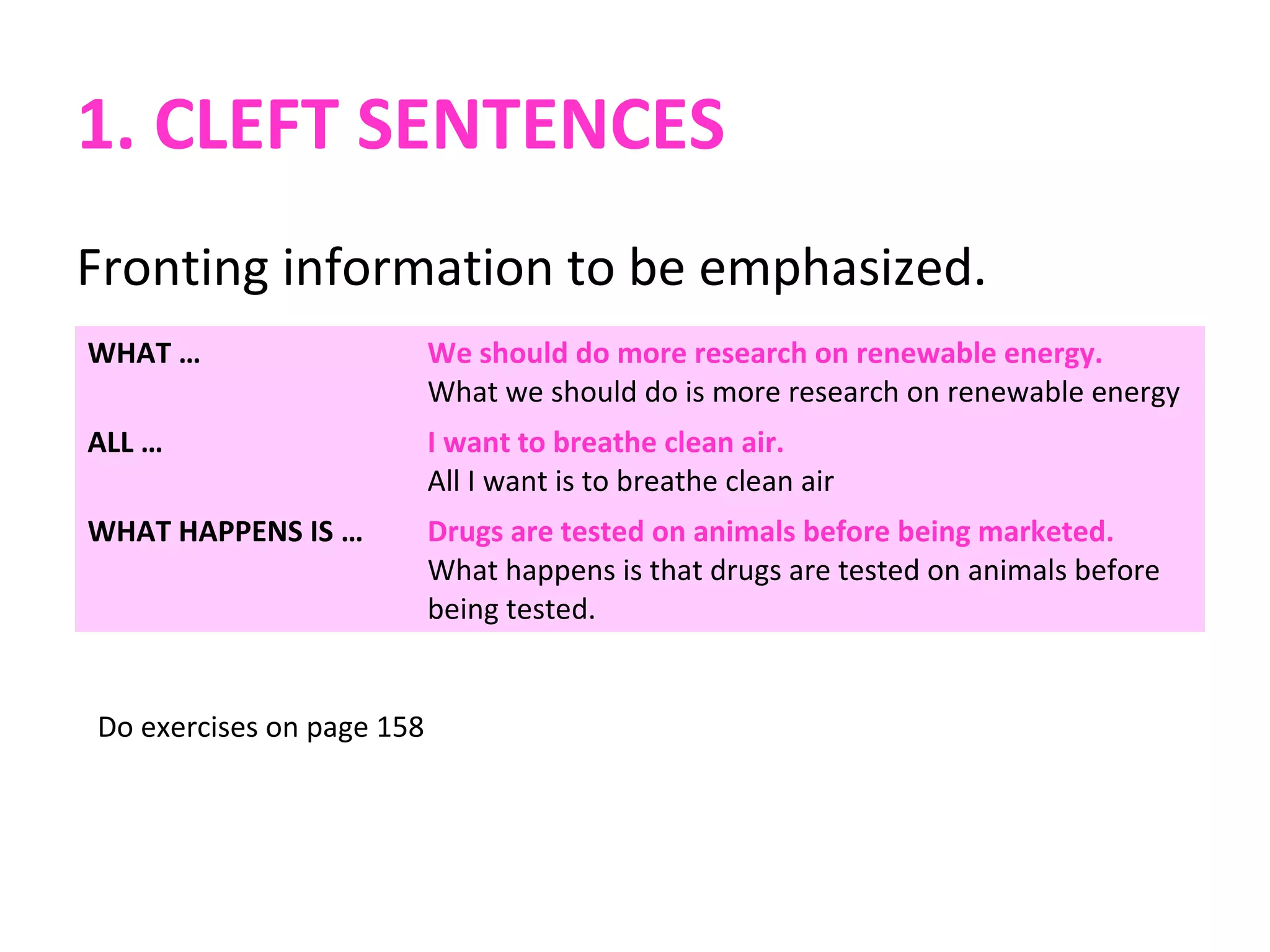 Cleft sentences | PPT