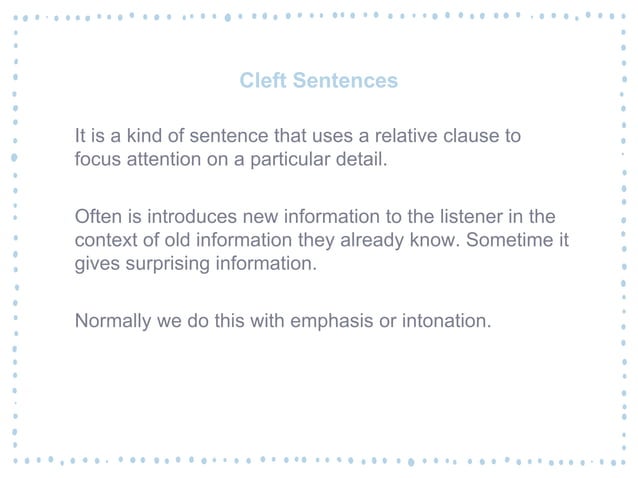 Cleft Sentences for ESL | PPTX