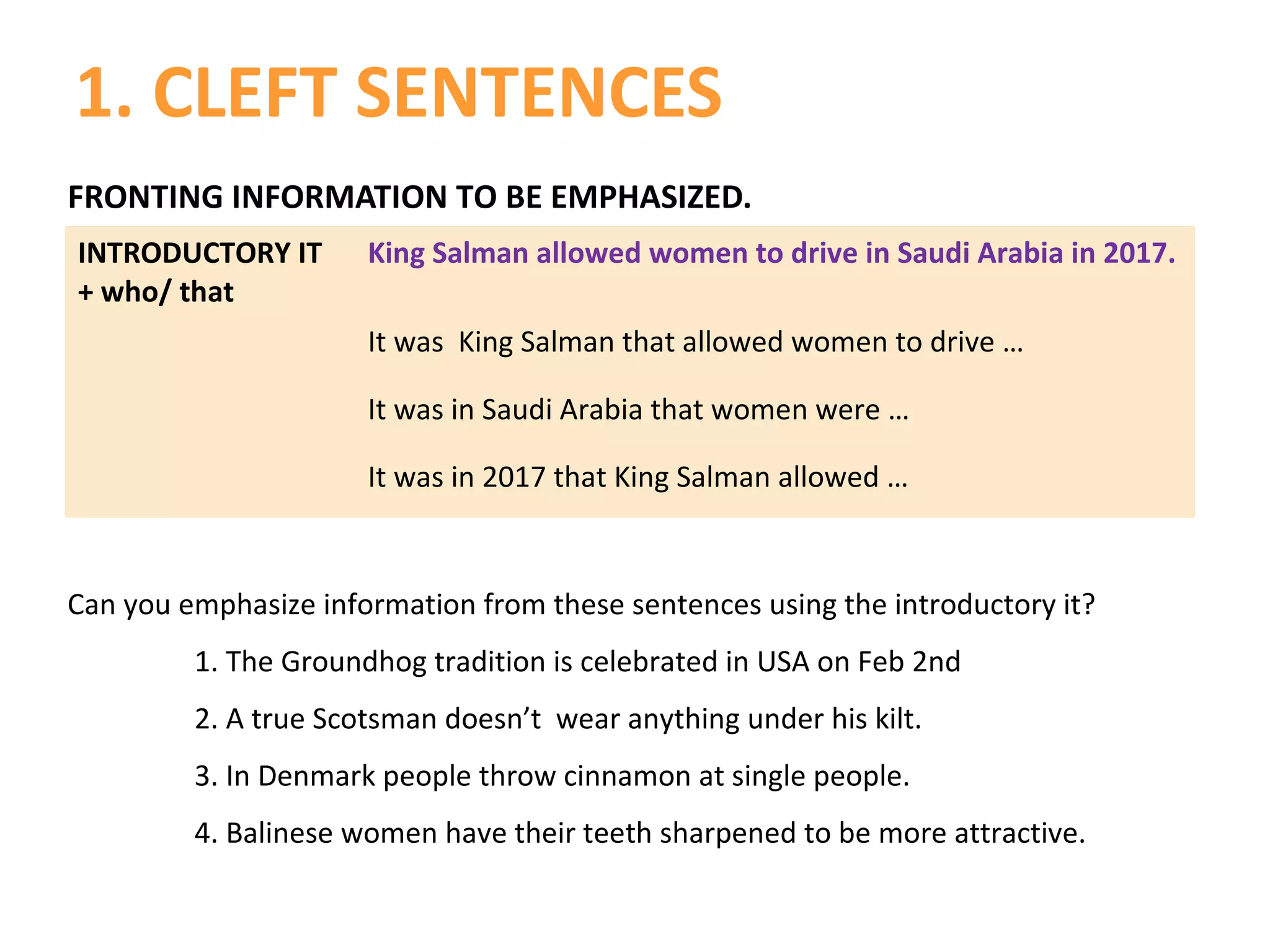 Cleft sentences C1 | PPT