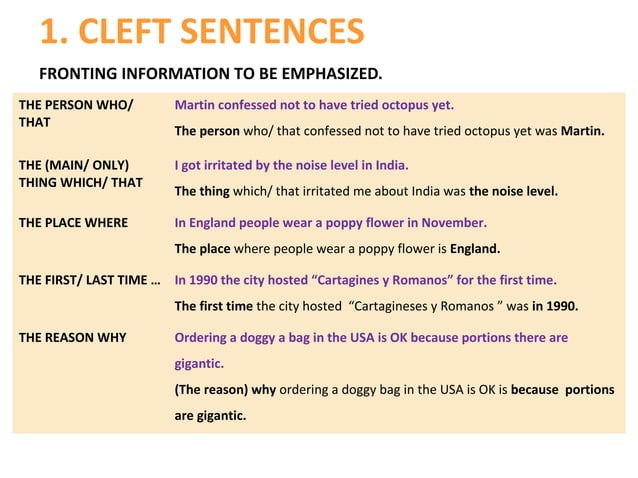Cleft sentences C1 | PPT
