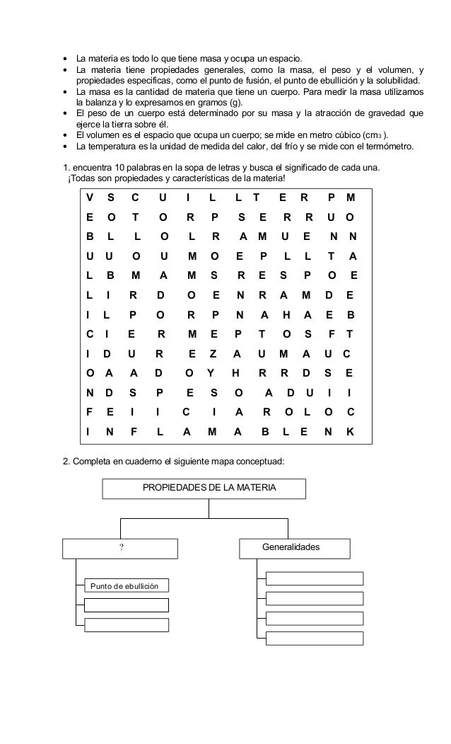 Sopa De Letras De Propiedades De La Materia 54 Sustancias Quimicas ...