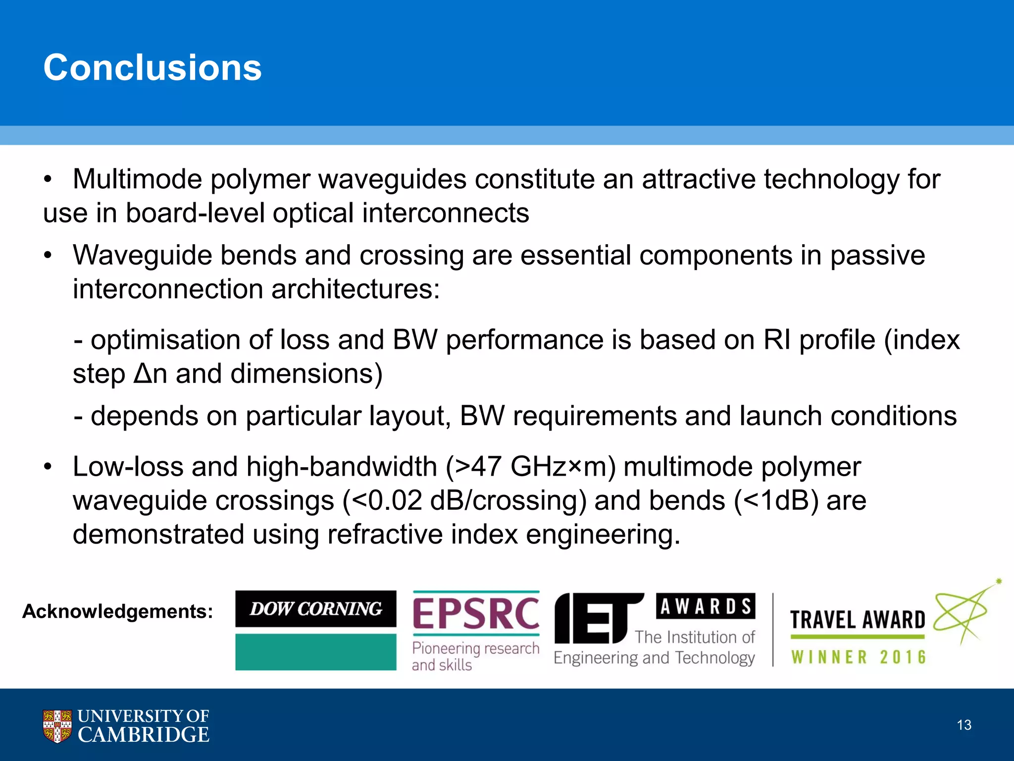 Low-Loss and High-Bandwidth Multimode Polymer Waveguide Components Using Refractive Index ...