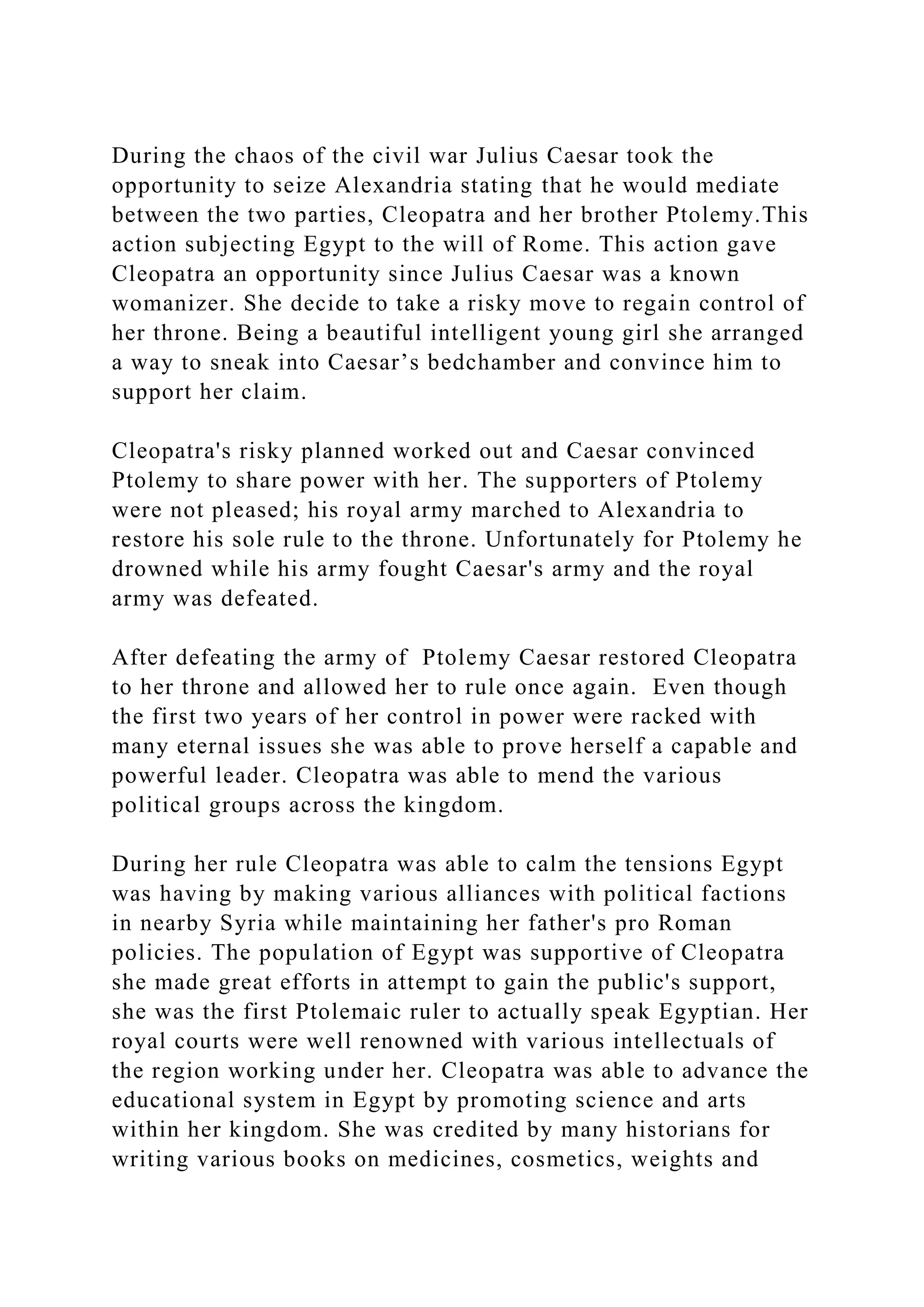 Cleopatra And The Power of Seduction The Egyptian.docx